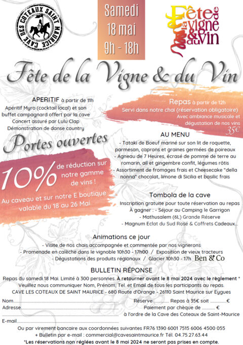 Fête de la vigne 2024 le 18 mai | Cave de Saint Maurice sur Eygues
